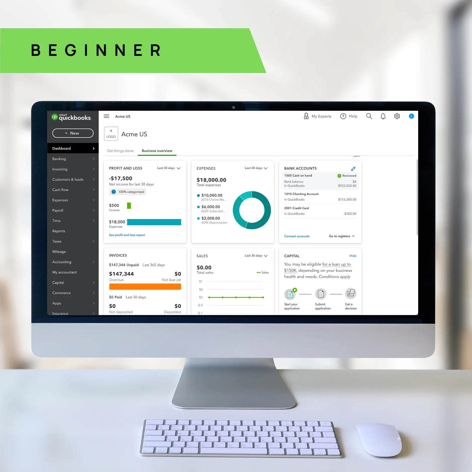 QuickBooks Online Beginner Test